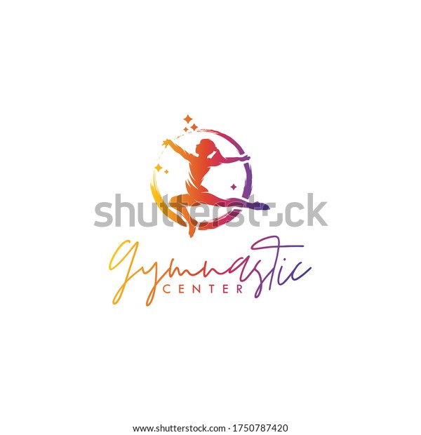 Set of gymnastics logo design templates