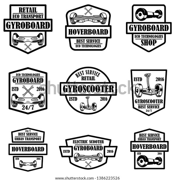 Set Gyro Scooter Emblems Design Elements : image vectorielle de stock ...