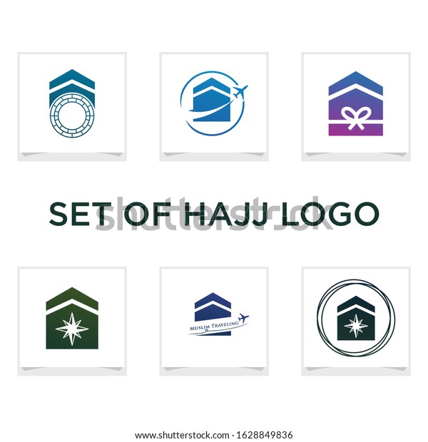 Set Hajj Logo Design Template Stock Vector (Royalty Free) 1628849836