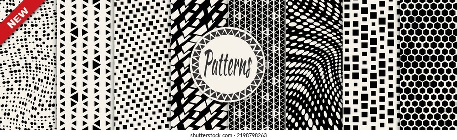 Set Halftone Seamless Patterns Abstract Geometric Stock Vector (Royalty ... Set Halftone Seamless Patterns Abstract Geometric Stock Vector (Royalty ...