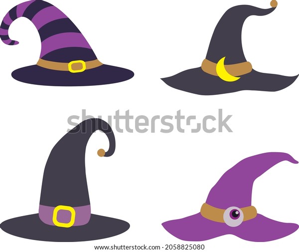Set Halloween Hat Vector Illustration Cartoon Stock Vector (Royalty ...