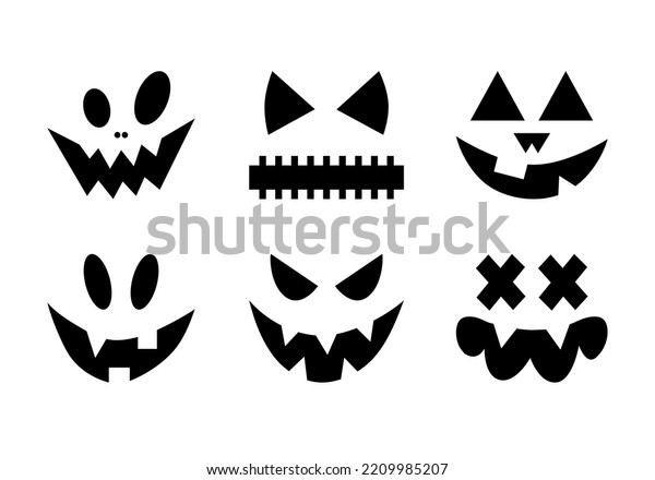 Set Halloween Mask Smiley Face Pumpkin Stock Vector (Royalty Free ...