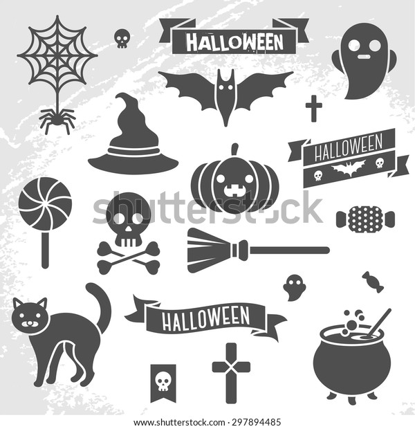 Set Halloween Ribbons Characters Scrapbook Elements Stock Vector ...