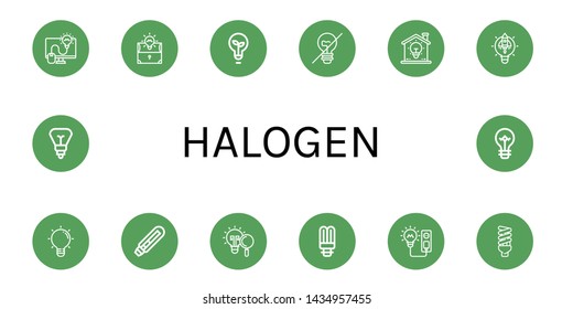 Set Halogen Icons Such Lightbulb Light Stock Vector (Royalty Free ...
