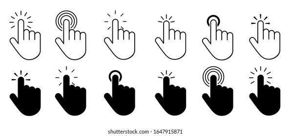 Set Hand Cursor Icons Click Stock Vector (Royalty Free) 1647915871 ...