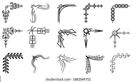 Set Hand Draw Corners Different Shapes Stock Vector (Royalty Free ...