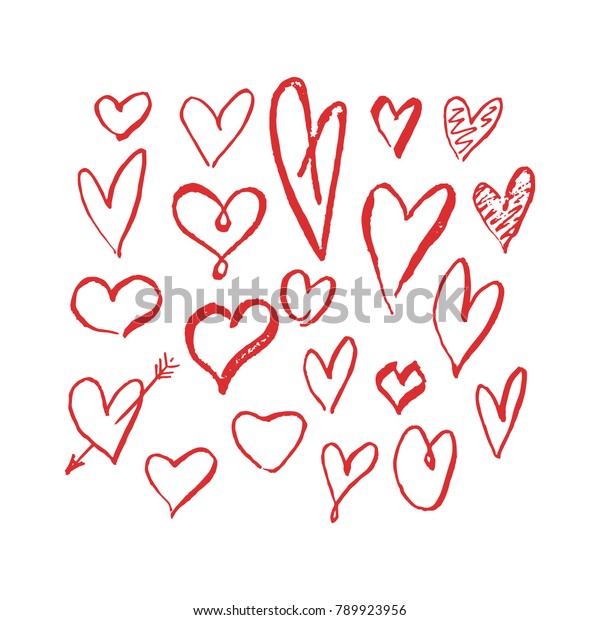 Set Hand Draw Hearts Vector Illustration Stock Vector (Royalty Free ...