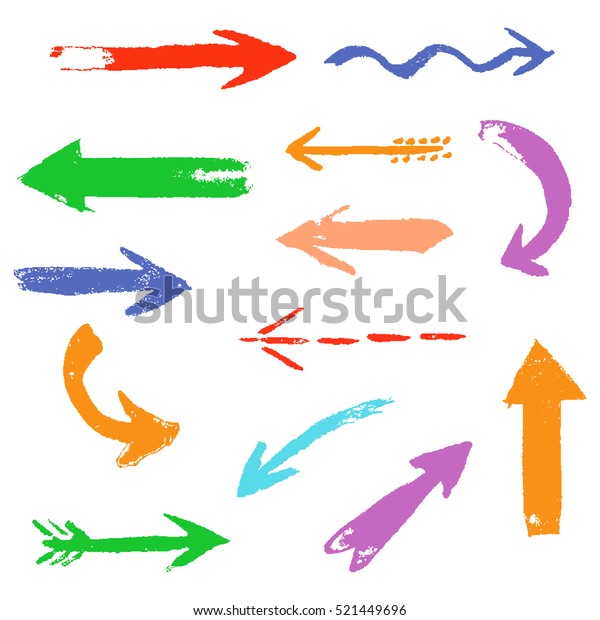 Set Hand Drawing Comic Arrows Colorful Stock Vector (Royalty Free ...