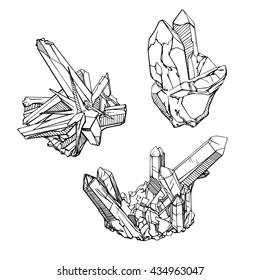 Set Hand Drawing Crystal Gems Stock Vector (Royalty Free) 434963047 ...