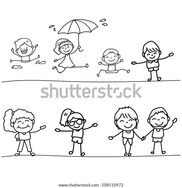 Set Hand Drawing Happy People Smile Stock Vector (Royalty Free ...