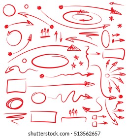 Set Hand Drawn Arrows Indication Symbols Stock Vector (Royalty Free ...