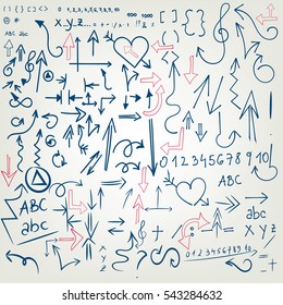 Set Hand Drawn Arrows Numbers Vector: vector de stock (libre de ...