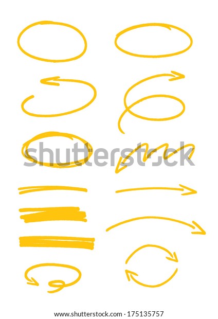 Set Hand Drawn Arrows Signs Highlighting Stock Vector (Royalty Free ...