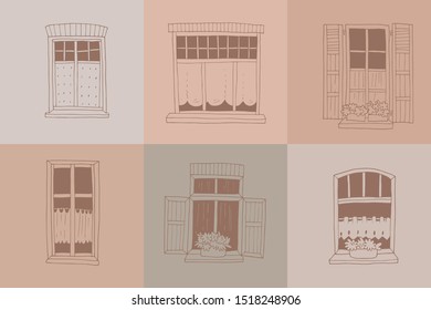 Set Hand Drawn Belgian Windows: เวกเตอร์สต็อก (ปลอดค่าลิขสิทธิ์ ...