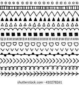 Set Hand Drawn Borders Vector Illustration Stock Vector (Royalty Free ...