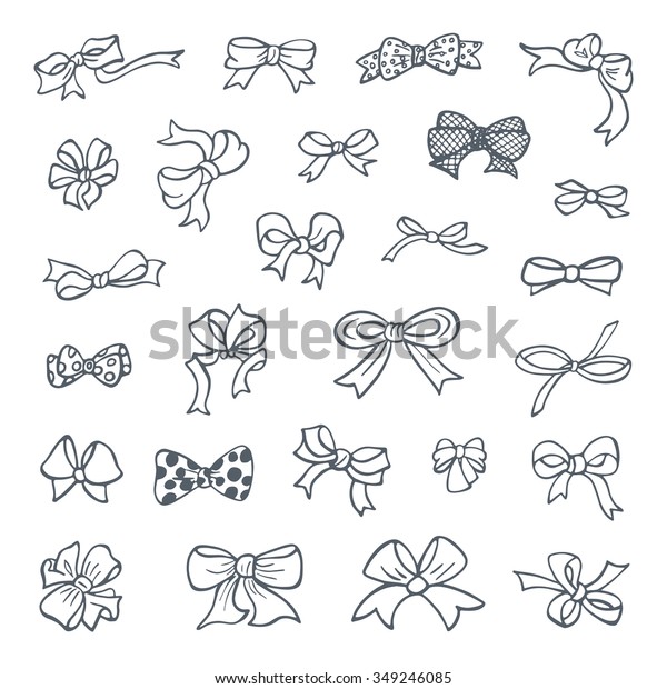 Set Hand Drawn Bows Stock Vector (Royalty Free) 349246085 | Shutterstock