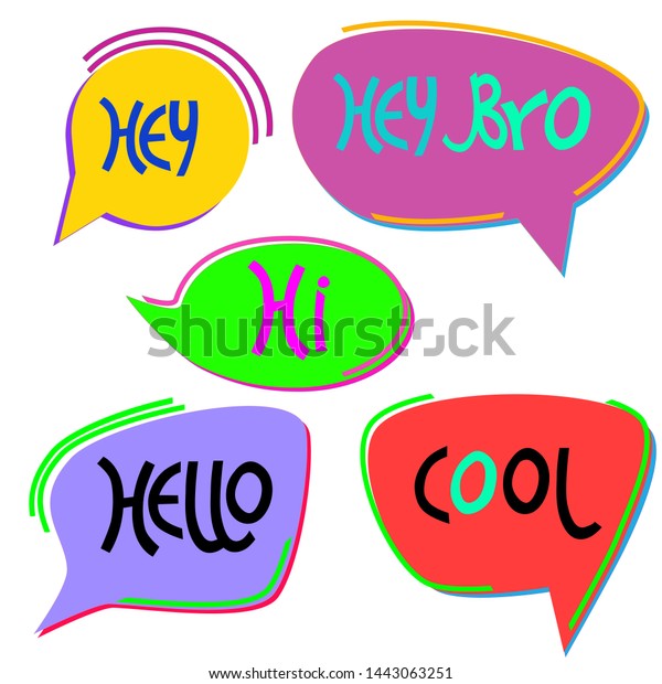 Set Hand Drawn Bubbles Words Commonly Stock Vector (Royalty Free ...