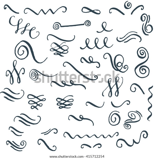 Set Hand Drawn Calligraphic Swirls Stock Vector (Royalty Free ...