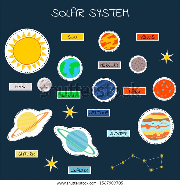 Set Hand Drawn Cartoon Planets Solar Stock Vector (Royalty Free ...