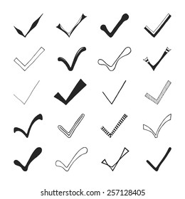 Set Hand Drawn Check Marks Vector Stock Vector (Royalty Free) 257128405 ...