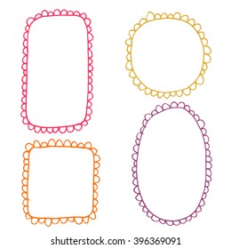 Set Hand Drawn Colored Doodle Frames Stock Vector (Royalty Free ...