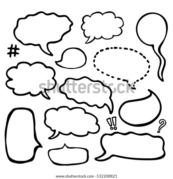 Set Hand Drawn Comics Style Speech Stock Vector (Royalty Free ...