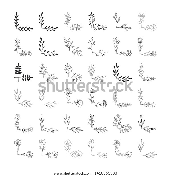 Set Hand Drawn Corners Borders Page Stock Vector (Royalty Free) 1410351383 | Shutterstock