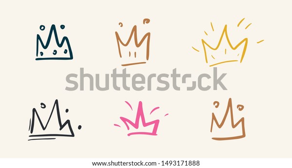 Set Hand Drawn Crown Doodles Vector 스톡 벡터(로열티 프리) 1493171888 | Shutterstock