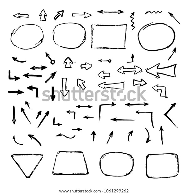 Set Hand Drawn Different Arrow Flow Stock Vector (Royalty Free) 1061299262