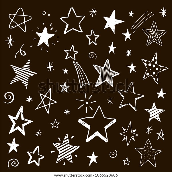 Set Hand Drawn Different Stars Painting Stock Vector (Royalty Free ...