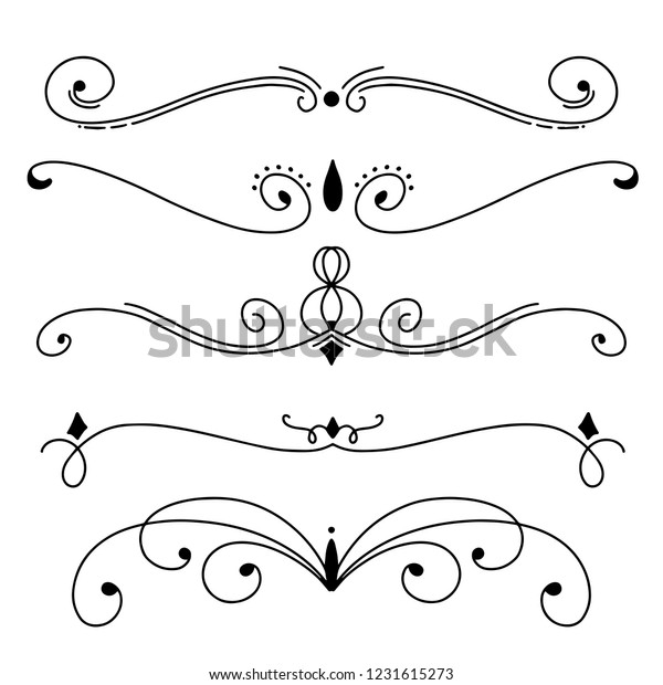 Set Hand Drawn Dividers Collection Handdrawn Stock Vector (Royalty Free ...