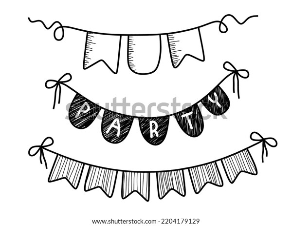 Set Hand Drawn Doodle Bunting Stock Vector (Royalty Free) 2204179129 ...