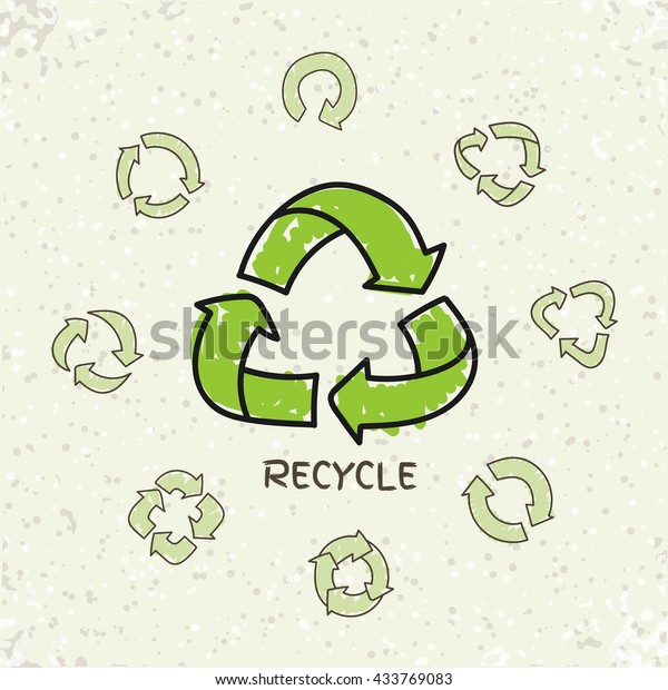 Set Hand Drawn Doodle Recycle Reuse Stock Vector (Royalty Free) 433769083
