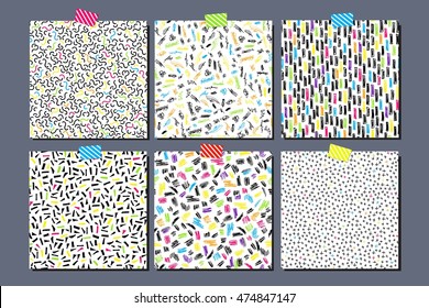 Set Hand Drawn Doodle Seamless Patterns Stock Vector (Royalty Free ...