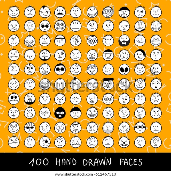 Set Hand Drawn Faces Stock Vector (Royalty Free) 612467510 | Shutterstock