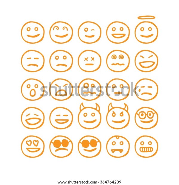 Set Hand Drawn Faces Chat Emotion Stock Vector (Royalty Free) 364764209 ...
