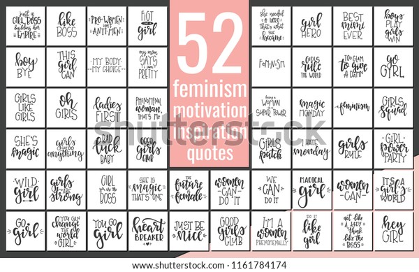 Set Hand Drawn Feminism Typography Poster Stock Vector (Royalty Free ...