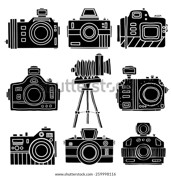 Set Hand Drawn Flat Icons Photo Stock Vector (Royalty Free) 259998116 ...