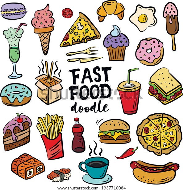Set Hand Drawn Food Isolated On 库存矢量图（免版税）1937710084 | Shutterstock