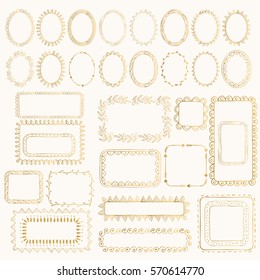 Set Fancy Gold Frames Hand Drawn Stock Vector (Royalty Free) 514024546 ...