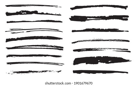Set Hand Drawn Grunge Brush Lines Stock Vector (Royalty Free ...