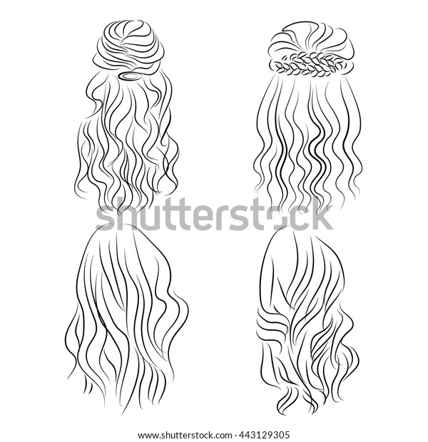 2,089 Drawing Of Back Of Girls Head Stock Vectors, Images & Vector Art ...