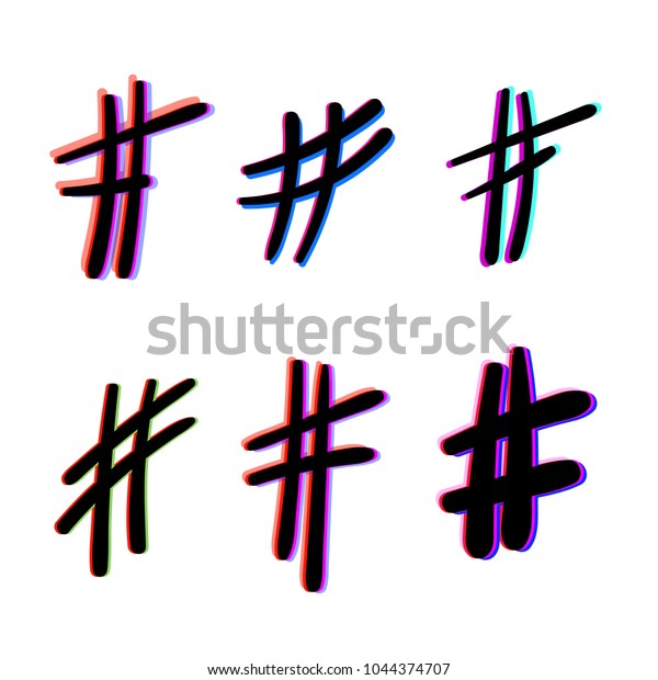 Set Hand Drawn Hashtags Number Symbols: vector de stock (libre de ...