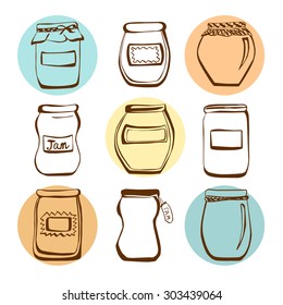 Set Hand Drawn Jam Jars Doodle Stock Vector (Royalty Free) 303439064 ...