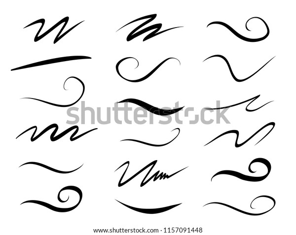 Set Hand Drawn Lettering Calligraphy Swirls Stock Vector (Royalty Free ...