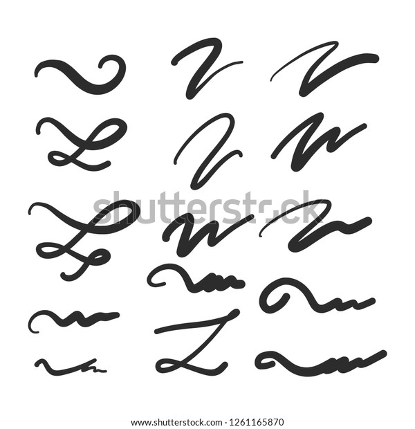 Set Hand Drawn Lettering Calligraphy Swirls Stock Vector (Royalty Free ...