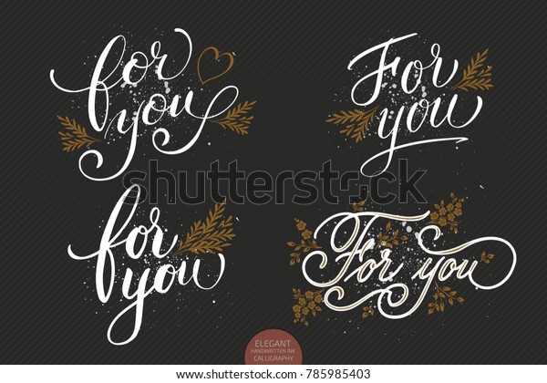 Set Hand Drawn Lettering You Floral Stock Vector (Royalty Free ...