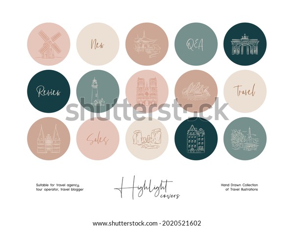 Set Hand Drawn Line Art Travel Stock Vector (Royalty Free) 2020521602 ...