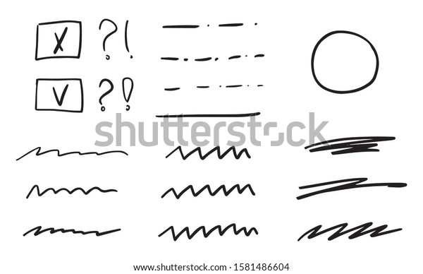 Set Hand Drawn Line Underline Emphasis Stock Vector (Royalty Free ...