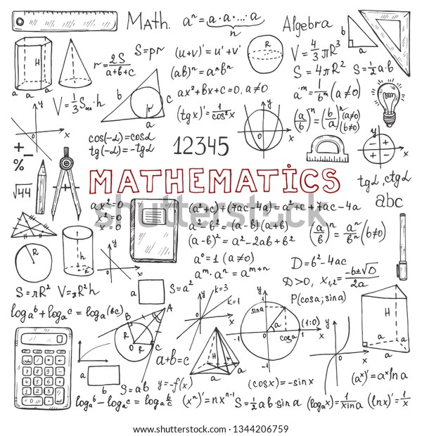 Set Hand Drawn Mathematics Formules Other Stock Vector (Royalty Free ...